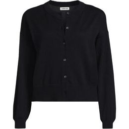 LANDS' END Kurzer Feinstrick-Cardigan aus Baumwolle f&uuml;r Damen in Plus-Gr&ouml;&szlig;e, Damen, size: plus, Schwarz, Baumwolle, by Lands' End