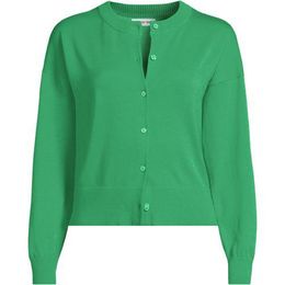 LANDS' END Kurzer Feinstrick-Cardigan aus Baumwolle f&uuml;r Damen in Plus-Gr&ouml;&szlig;e, Damen, size: plus, Gr&uuml;n, Baumwolle, by Lands' End