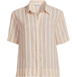 LANDS' END Premium Reinleinen-Hemd mit kurzen &Auml;rmeln f&uuml;r Damen, Damen, size: regular, Elfenbein, Leinen, by Lands' End