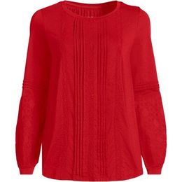LANDS' END Biesenshirt aus Baumwoll/Modalmix f&uuml;r Damen, Damen, size: regular, Rot, Baumwoll-Mischung/Viskose-Mischung, by Lands' End