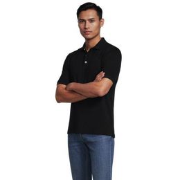 LANDS' END Supima Kurzarm-Polo, Classic Fit, Herren,  Schwarz, Baumwolle, by Lands' End
