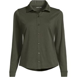 LANDS' END Lang&auml;rmelige Supima-Jerseybluse f&uuml;r Damen, Damen, size: regular, Gr&uuml;n, Baumwolle, by Lands' End