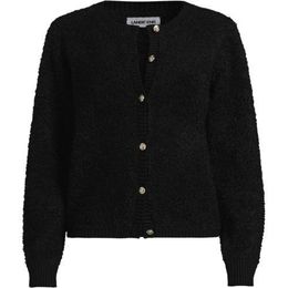 LANDS' END Boucl&eacute;-Cardigan mit goldfarbenen Kn&ouml;pfen, Damen,  Wei&szlig;, Wolle/Polyester/Polyacryl, by Lands' End