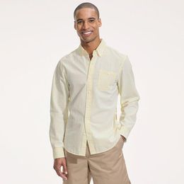 LANDS' END Seersucker-Hemd mit langen &Auml;rmeln, Herren,  Gelb, Baumwolle, by Lands' End