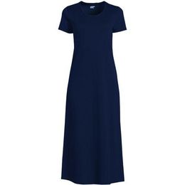 LANDS' END Wadenlanges Kurzarm-Nachthemd aus reiner Baumwolle, Damen,  Blau, Baumwolle, by Lands' End