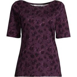 LANDS' END Supima T-Shirt mit U-Boot-Ausschnitt und gekn&ouml;pfter Schulter f&uuml;r Damen, Damen, size: regular, Lila, Baumwolle, by Lands' End