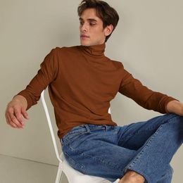 LANDS' END Super-T Rollkragenshirt, Classic Fit, Herren,  Orange, Baumwolle, by Lands' End