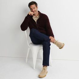 LANDS' END Weicher, strukturierter Cardigan mit durchg&auml;ngigem Rei&szlig;verschluss, Herren,  Lila, Wolle/Polyester/Polyacryl, by Lands' End