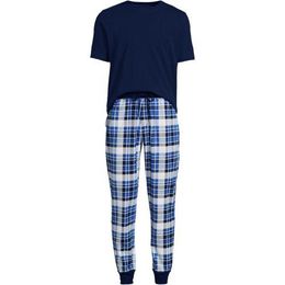 LANDS' END Pyjama-Set aus Baumwoll-Jersey f&uuml;r Herren, Herren, size: regular, Blau, Baumwoll-Mischung, by Lands' End