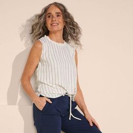 LANDS' END &Auml;rmelloses Top im Leinenmix, Damen,  Wei&szlig;, Leinen/Viskose, by Lands' End
