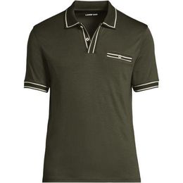 LANDS' END Supima-Poloshirt mit Streifendetails, Herren,  Gr&uuml;n, Baumwolle, by Lands' End