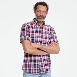 LANDS' END Madras-Kurzarmhemd, Classic Fit, Herren,  Rot, Baumwolle, by Lands' End