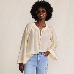 LANDS' END Langarm-Bluse aus Voile, Damen,  Beige, Baumwoll-Mischung/Viskose-Mischung, by Lands' End