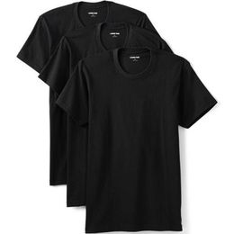 LANDS' END Kurzarm-Shirt mit Rundhalsausschnitt (3er-Set), Herren,  Schwarz, Baumwolle, by Lands' End