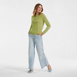 LANDS' END Merino-Pullover f&uuml;r Damen in Petite-Gr&ouml;&szlig;e, Damen, size: petite, Gr&uuml;n, Wolle, by Lands' End