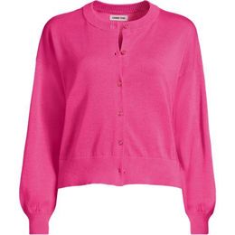 LANDS' END Kurzer Feinstrick-Cardigan aus Baumwolle f&uuml;r Damen in Plus-Gr&ouml;&szlig;e, Damen, size: plus, Pink, Baumwolle, by Lands' End