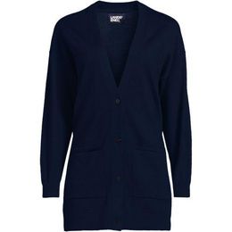 LANDS' END Langer Merino-Cardigan f&uuml;r Damen, Damen, size: regular, Blau, Wolle, by Lands' End