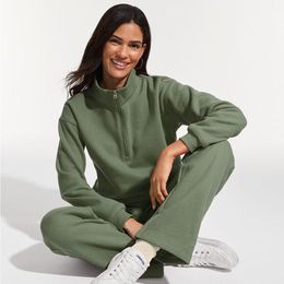 LANDS' END Serious Sweats Pullover mit Rei&szlig;verschluss f&uuml;r Damen, Damen, size: regular, Gr&uuml;n, Baumwoll-Mischung/Polyester-Mischung, by Lands' End