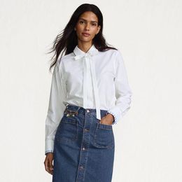 LANDS' END Pflegeleichte Langarmbluse mit abnehmbarer Schleife f&uuml;r Damen, Damen, size: regular, Wei&szlig;, Baumwolle, by Lands' End