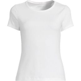 LANDS' END Rippshirt mit kurzen &Auml;rmeln, Damen,  Wei&szlig;, Elasthan/Baumwoll-Mischung, by Lands' End