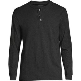 LANDS' END Super-T Langarm-Henleyshirt f&uuml;r Herren, Classic Fit, Herren, size: regular, Schwarz, Baumwolle, by Lands' End