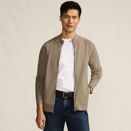 LANDS' END Feinstrick-Bomberjacke, Herren,  Wei&szlig;, Baumwolle/Polyester, by Lands' End