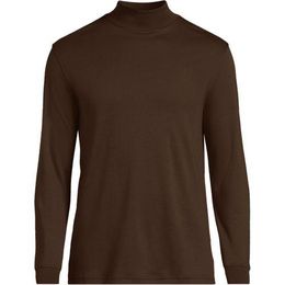 LANDS' END Supima Stehbundshirt, Classic Fit, Herren,  Braun, Baumwolle, by Lands' End