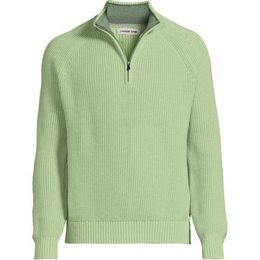 LANDS' END DRIFTER Pullover mit Rei&szlig;verschluss, Herren,  Gr&uuml;n, Baumwolle, by Lands' End