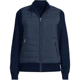 LANDS' END Strick- & Stepp-Bomberjacke f&uuml;r Damen, Damen, size: regular, Blau, Polyester/Polyester-Mischung, by Lands' End