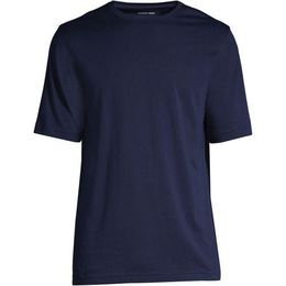 LANDS' END Supima Kurzarm-Shirt mit Rundhalsausschnitt f&uuml;r Herren, Herren, size: regular, Blau, Baumwolle, by Lands' End