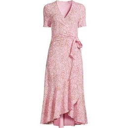 LANDS' END Wickelkleid aus Baumwoll/Modalmix mit kurzen &Auml;rmeln, Damen,  Pink, Elasthan/Baumwoll-Mischung/Synthetic-blend, by Lands' End