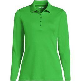 LANDS' END Supima-Poloshirt mit langen &Auml;rmeln f&uuml;r Damen, Damen, size: regular, Gr&uuml;n, Baumwolle, by Lands' End