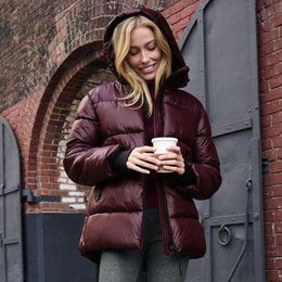 LANDS' END Wasserabweisende gl&auml;nzende Steppjacke, Damen,  Rot, by Lands' End