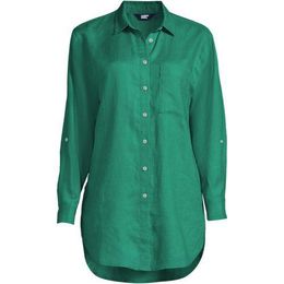 LANDS' END Tunikahemd aus Leinen mit Roll&auml;rmeln, Damen,  Gr&uuml;n, Leinen, by Lands' End
