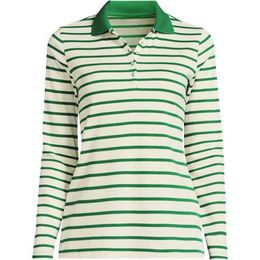 LANDS' END Supima-Poloshirt mit langen &Auml;rmeln f&uuml;r Damen, Damen, size: regular, Gr&uuml;n, Baumwolle, by Lands' End