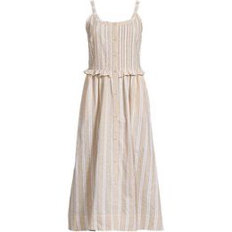 LANDS' END Soft Ease Midikleid mit Biesen aus Leinenmix, Damen,  Wei&szlig;, Baumwolle/Leinen, by Lands' End