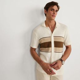 LANDS' END Strick-Poloshirt mit Knopfleiste, Herren,  Wei&szlig;, Viskose/Baumwoll-Mischung/Nylon-Mischung, by Lands' End