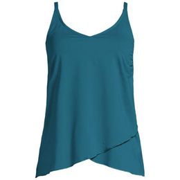LANDS' END Tankinitop mit Tulpensaum chlorresistent f&uuml;r Damen, Damen, size: regular, Blau, Nylon-Mischung, by Lands' End