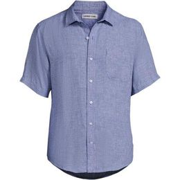 LANDS' END Premium Reinleinen-Hemd mit kurzen &Auml;rmeln, Classic Fit, Herren,  Blau, Leinen, by Lands' End