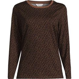 LANDS' END Lang&auml;rmeliges Supima-Shirt mit Rundausschnitt f&uuml;r Damen, Damen, size: regular, Braun, by Lands' End