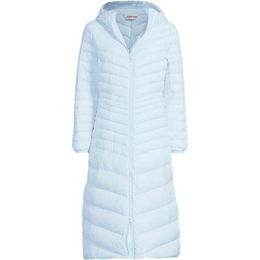 LANDS' END Ultraleichter Maxi-Daunenmantel mit Kapuze WANDERWEIGHT, Damen,  Blau, Nylon/Daunen, by Lands' End
