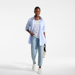 LANDS' END Shirt aus Baumwolle/Modal-Mix mit Ballett-Ausschnitt, Damen,  Wei&szlig;, Baumwolle Modal, by Lands' End