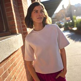 LANDS' END Samtweiches Shirt mit Rundhalsausschnitt, Damen,  Pink, Baumwolle/Polyester-Mischung, by Lands' End