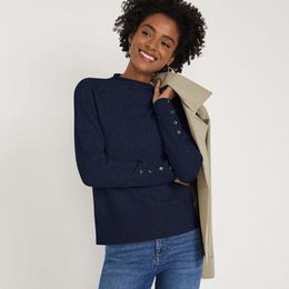 LANDS' END Soft Touch Stehkragenpullover mit &Auml;rmelkn&ouml;pfen f&uuml;r Damen, Damen, size: regular, Blau, Polyacryl/Woll-Mischung/Nylon-Mischung, by Lands' End