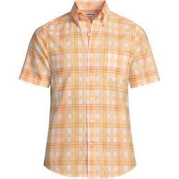 LANDS' END Madras-Kurzarmhemd f&uuml;r Herren, Classic Fit, Herren, size: regular, Orange, Baumwolle, by Lands' End