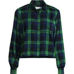 LANDS' END Verk&uuml;rzte Flanellbluse, Damen,  Gr&uuml;n, Baumwolle, by Lands' End