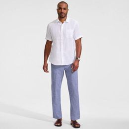 LANDS' END Soft Ease Classic Fit Schlupfbund-Hose aus Leinenmix f&uuml;r Herren, Herren, size: regular, Blau, Leinen/Baumwoll-Mischung, by Lands' End