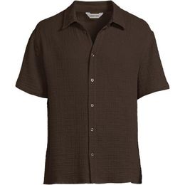 LANDS' END Doppellagiges Kurzarm-Hemd, Herren,  Braun, by Lands' End