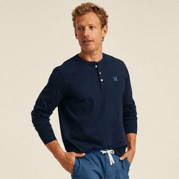 LANDS' END Super-T Langarm-Henleyshirt f&uuml;r Herren, Classic Fit, Herren, size: regular, Blau, Baumwolle, by Lands' End