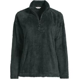 LANDS' END Pl&uuml;schfleece-Pullover mit Rei&szlig;verschluss f&uuml;r Damen, Damen, size: regular, Gr&uuml;n, Polyester, by Lands' End
